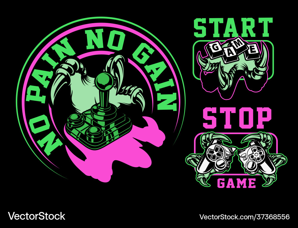 Mini set emblems on gaming theme on a Royalty Free Vector