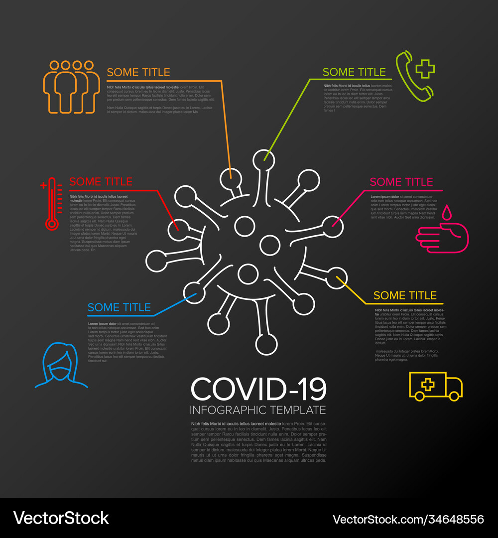 Thin Line Coronavirus Infographic Template Vector Image