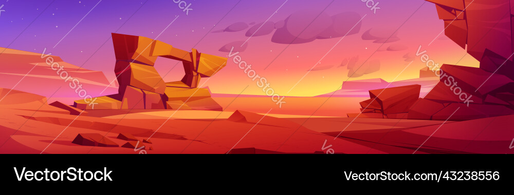 Western desert landscape at sunset Royalty Free Vector Image