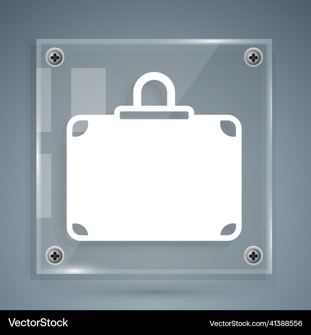 White suitcase for travel icon isolated on grey Vector Image