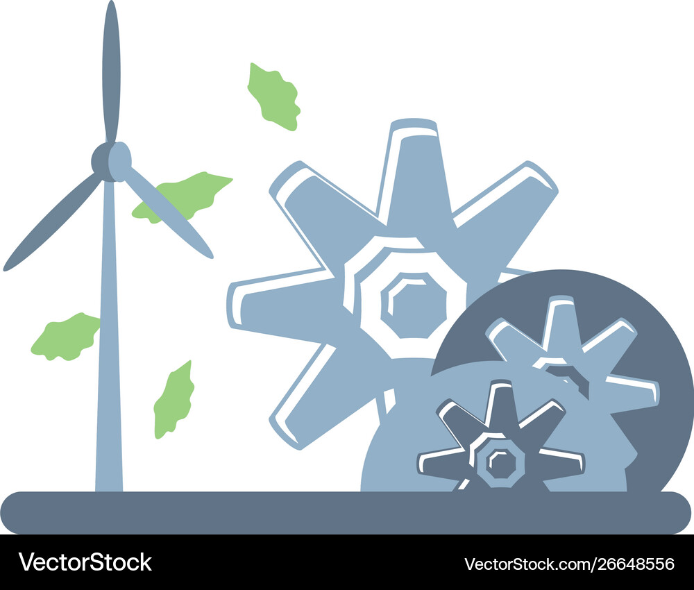 Windmill air power with gears pinions Royalty Free Vector