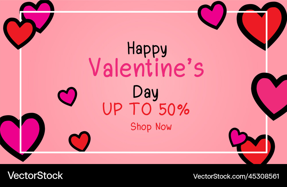 2d paper shape love postcard design for valentine Vector Image