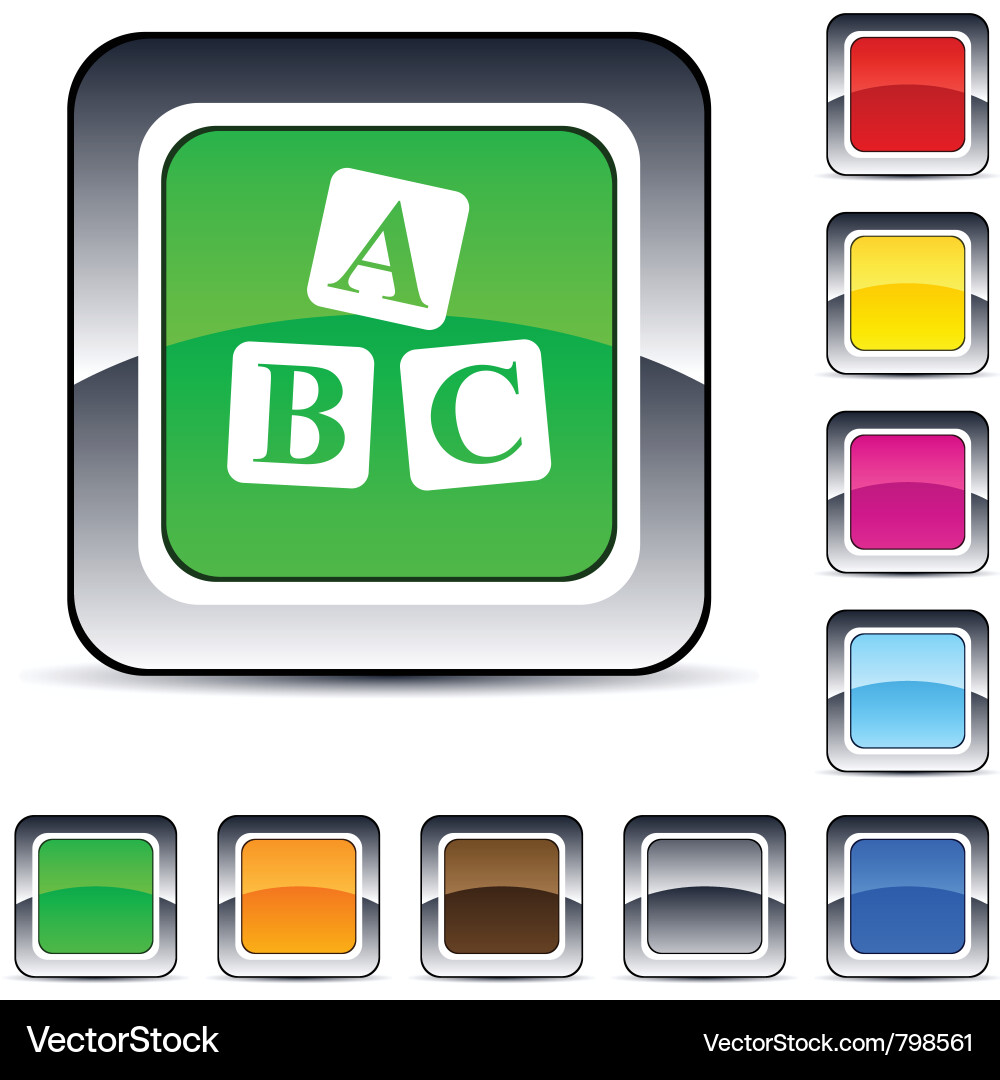Abc cubes square button Royalty Free Vector Image