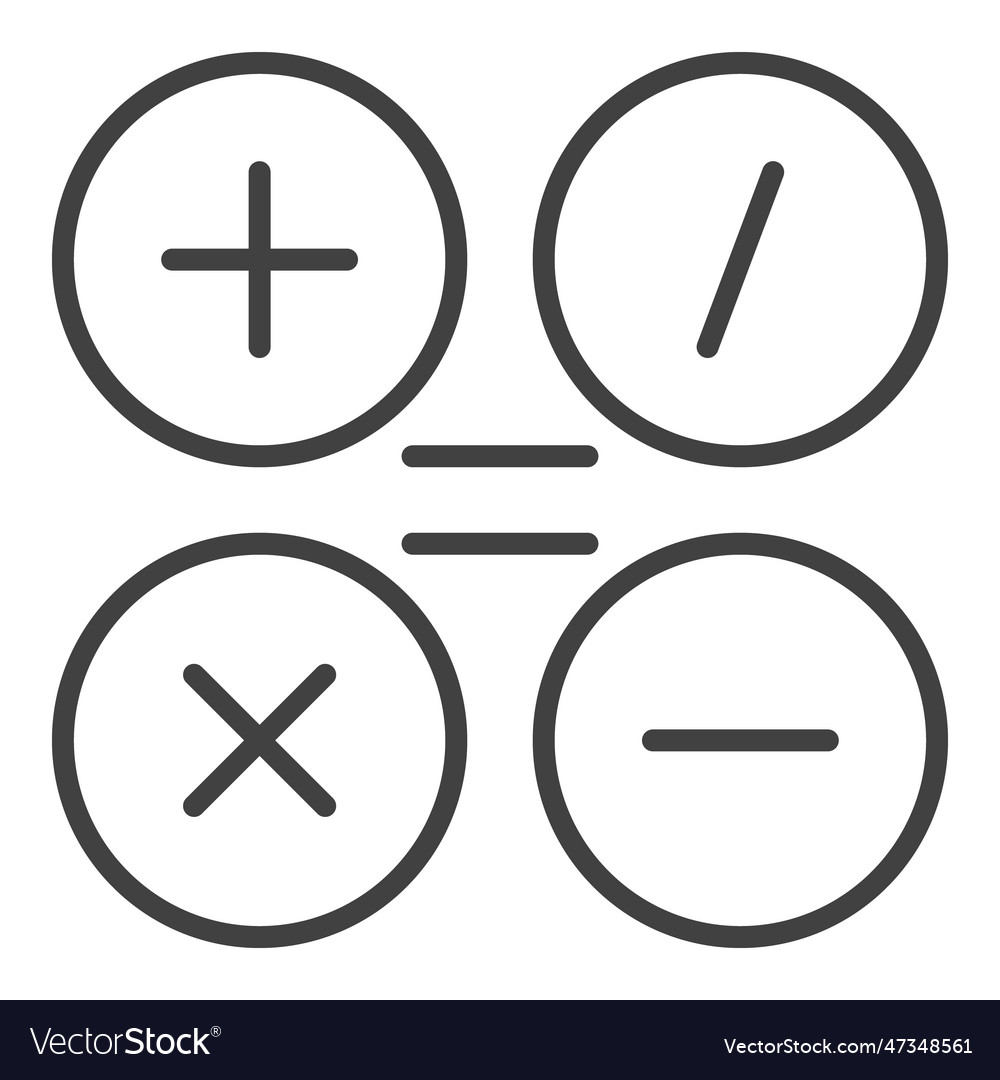 Basic Mathematical Symbols Math Concept Linear Vector Image