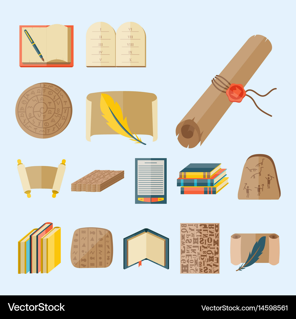 Books icons document magazine publication Vector Image
