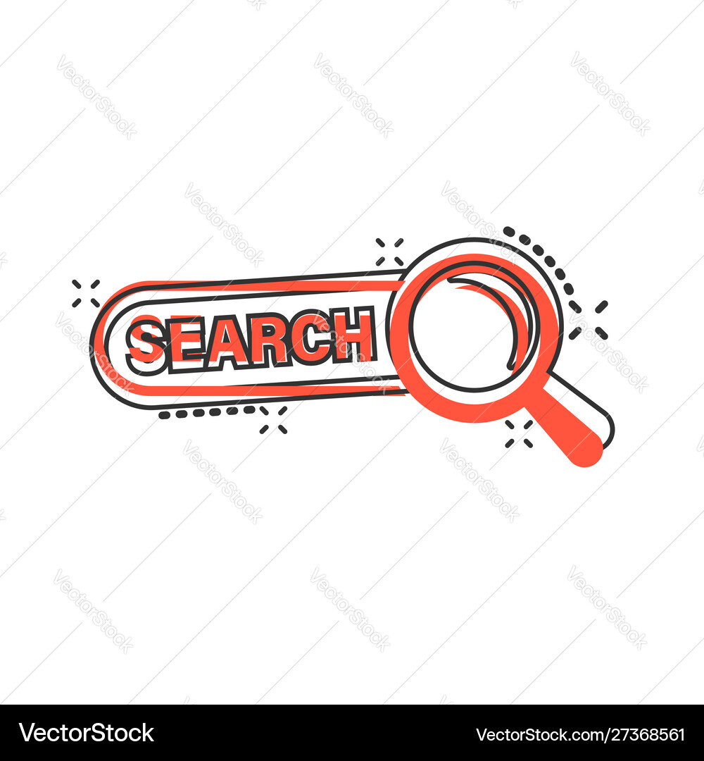 Cartoon search bar ui icon in comic style Vector Image