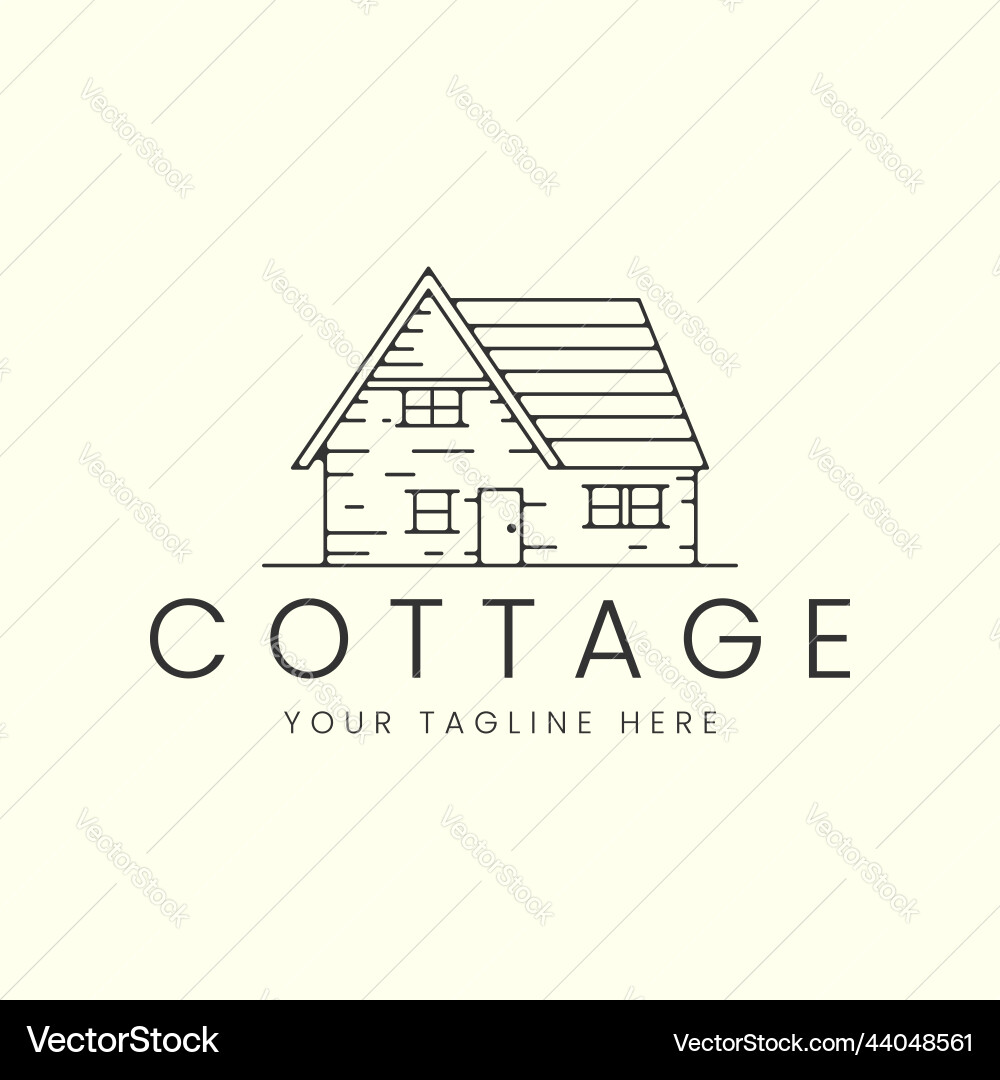 Cottage with line art style logo icon template Vector Image