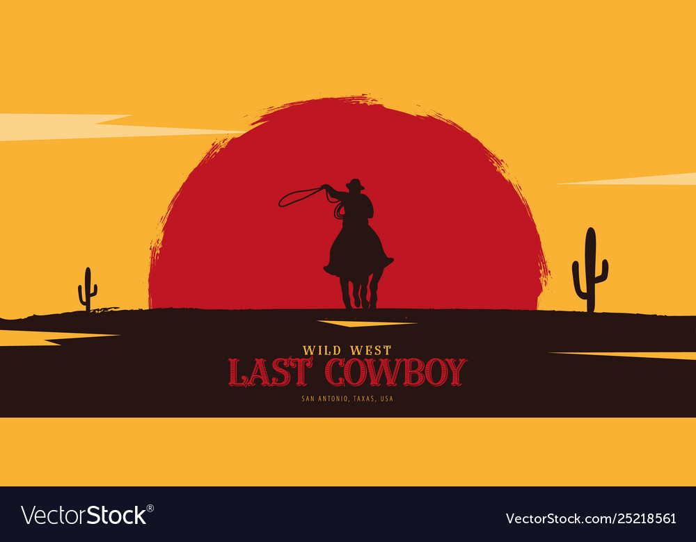 Cowboy banner wild west and rodeo with horse Vector Image