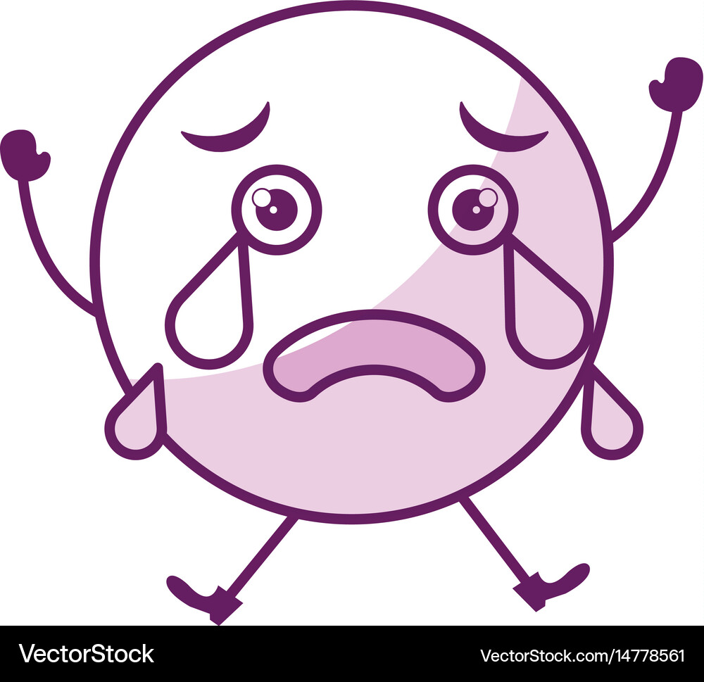 Crying face emoticon kawaii character Royalty Free Vector