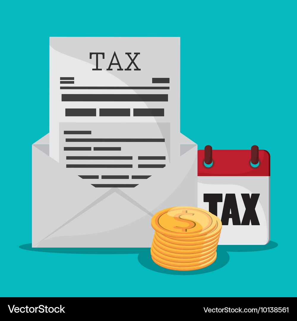 Document calendar and coins icon tax Royalty Free Vector