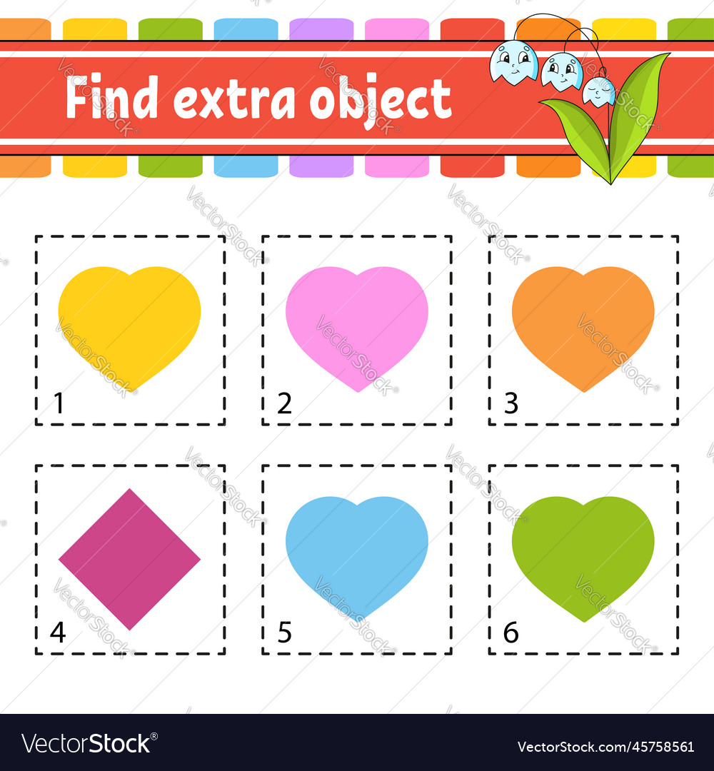 Find extra object educational activity worksheet Vector Image