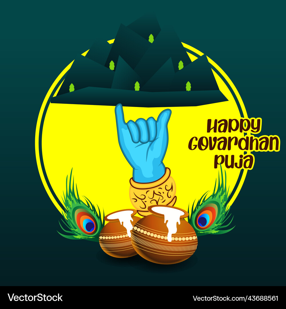 Govardhan puja greeting card art Royalty Free Vector Image