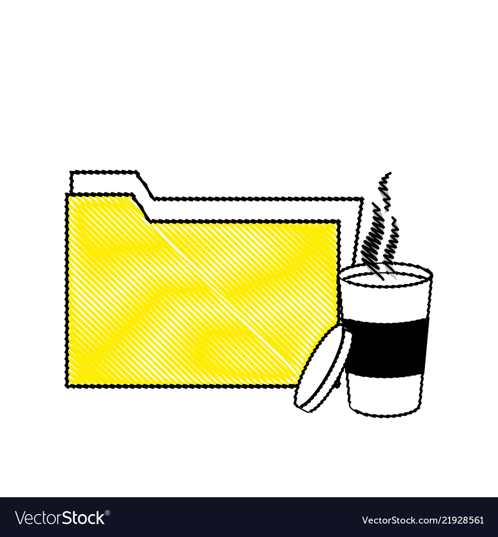 Grated Folder File Archive And Hot Coffee Vector Image