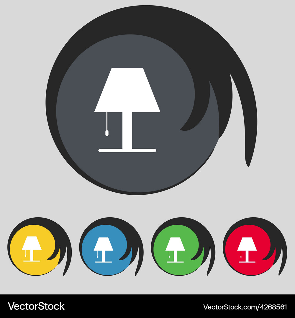 Lamp icon sign symbol on five colored buttons Vector Image