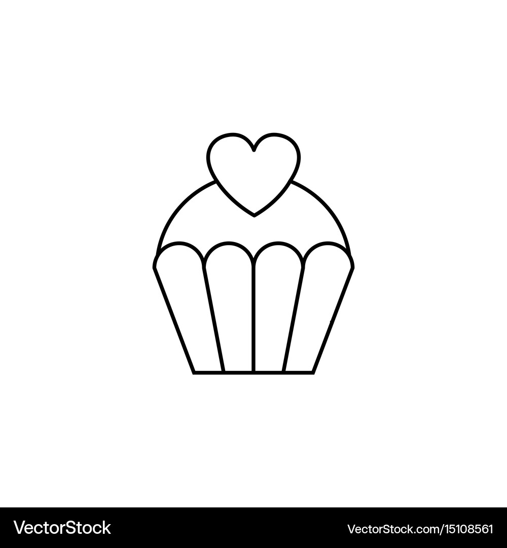 Love cake with heart line icon sweets Royalty Free Vector