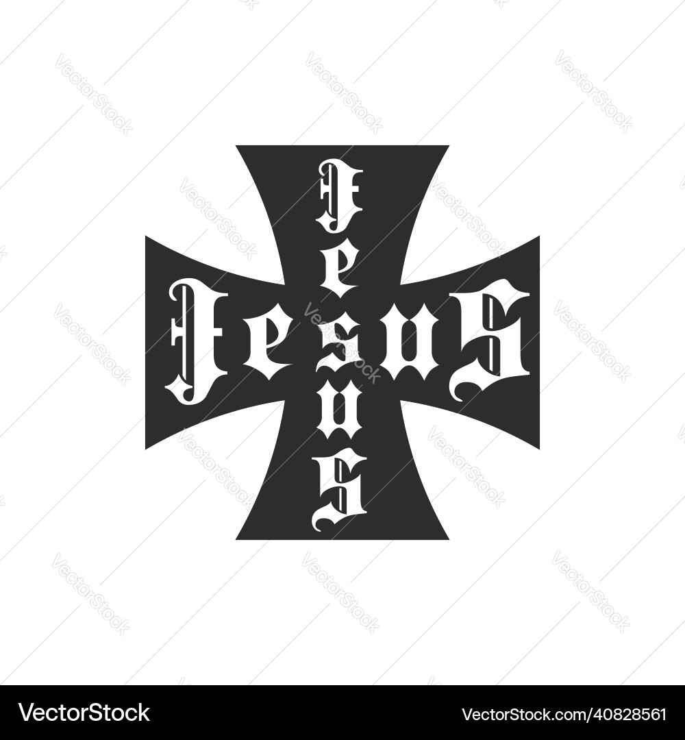 Maltese cross jesus lettering flat Royalty Free Vector Image