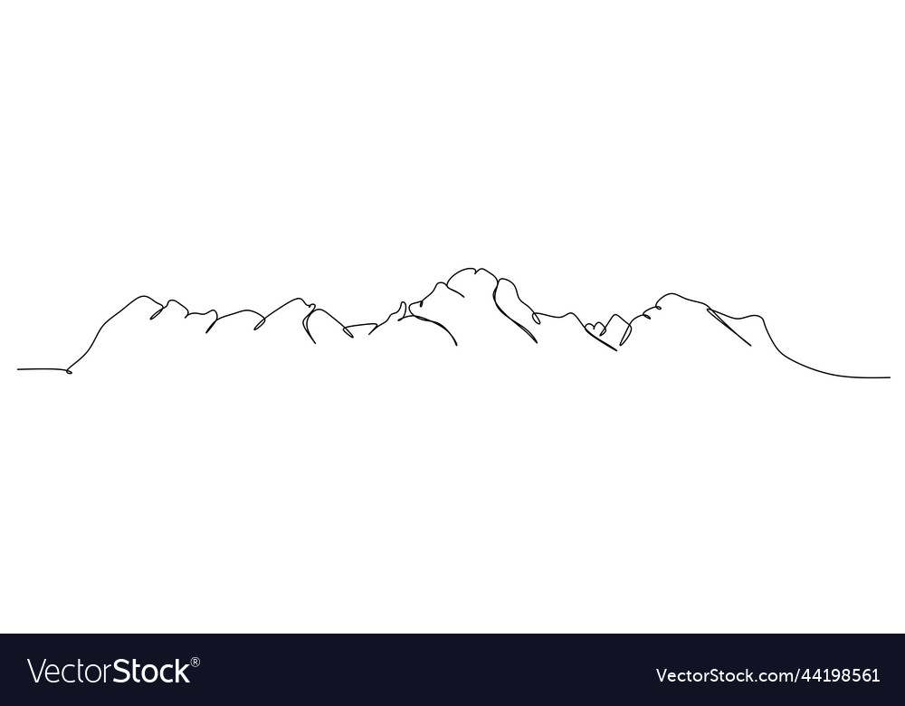 Mountains single continuous line drawing Vector Image