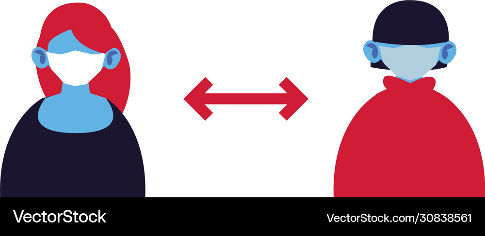 People keep social distance on white background Vector Image