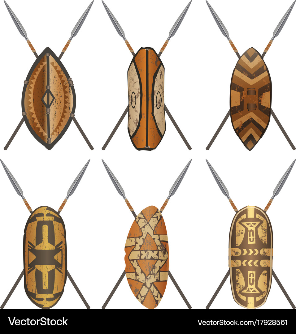 Set of african shields ethnic design different Vector Image