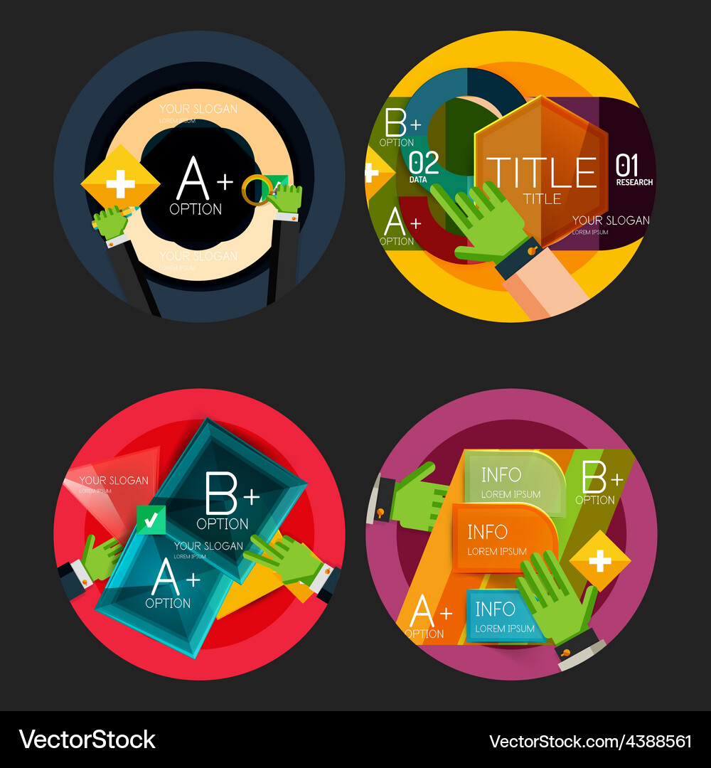 Set of flat design circle option infographics Vector Image