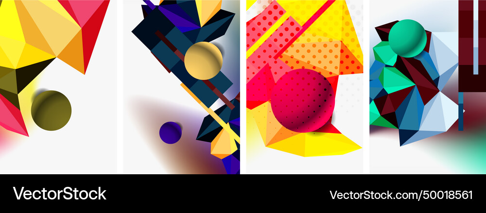 Set of geometric abstract composition with spheres