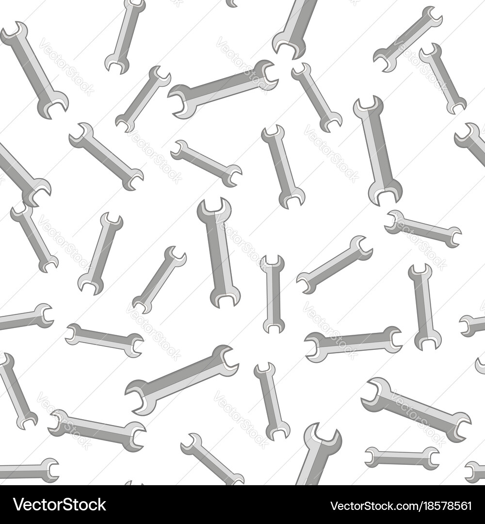 Set of metallic wrench grey seamless pattern Vector Image