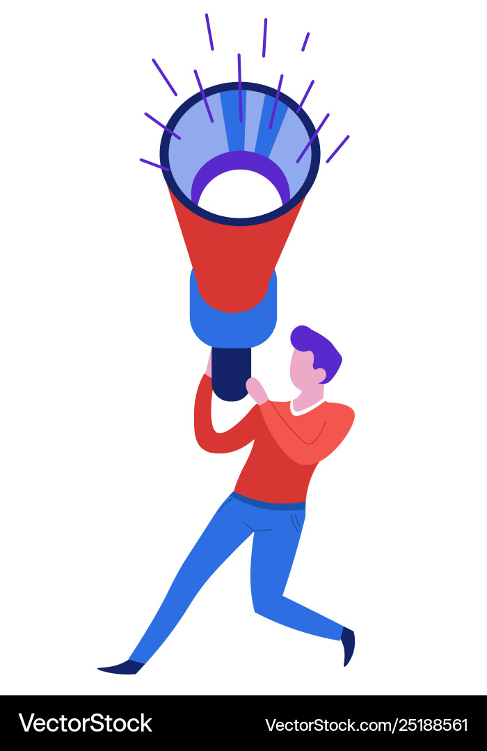 Sound wave loudspeaker or megaphone man Royalty Free Vector