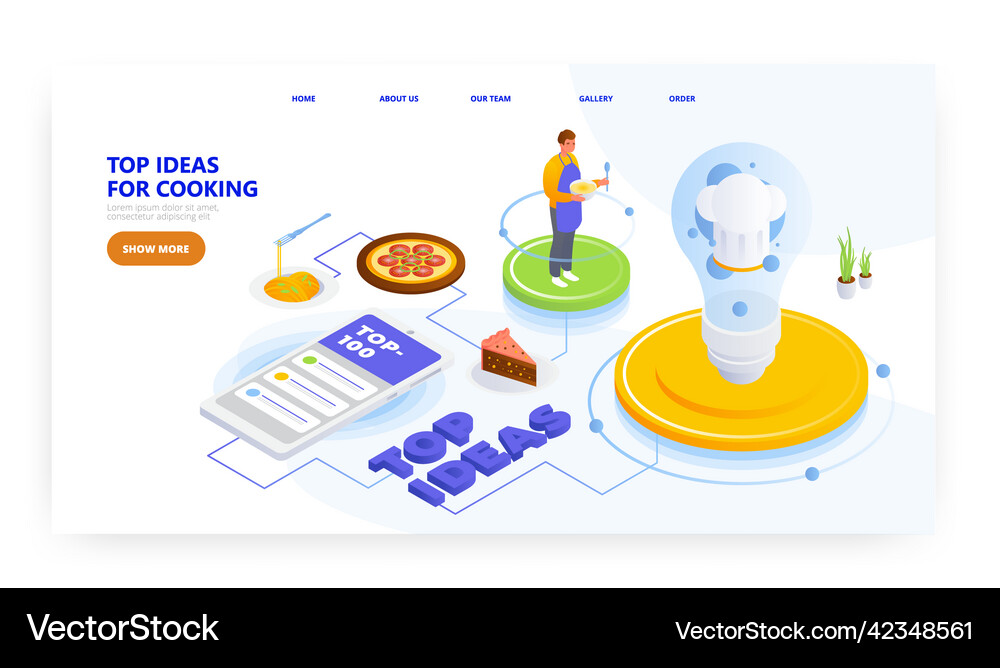 Top cooking ideas landing page design website Vector Image