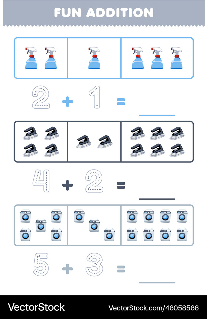 Education game for children fun addition by Vector Image