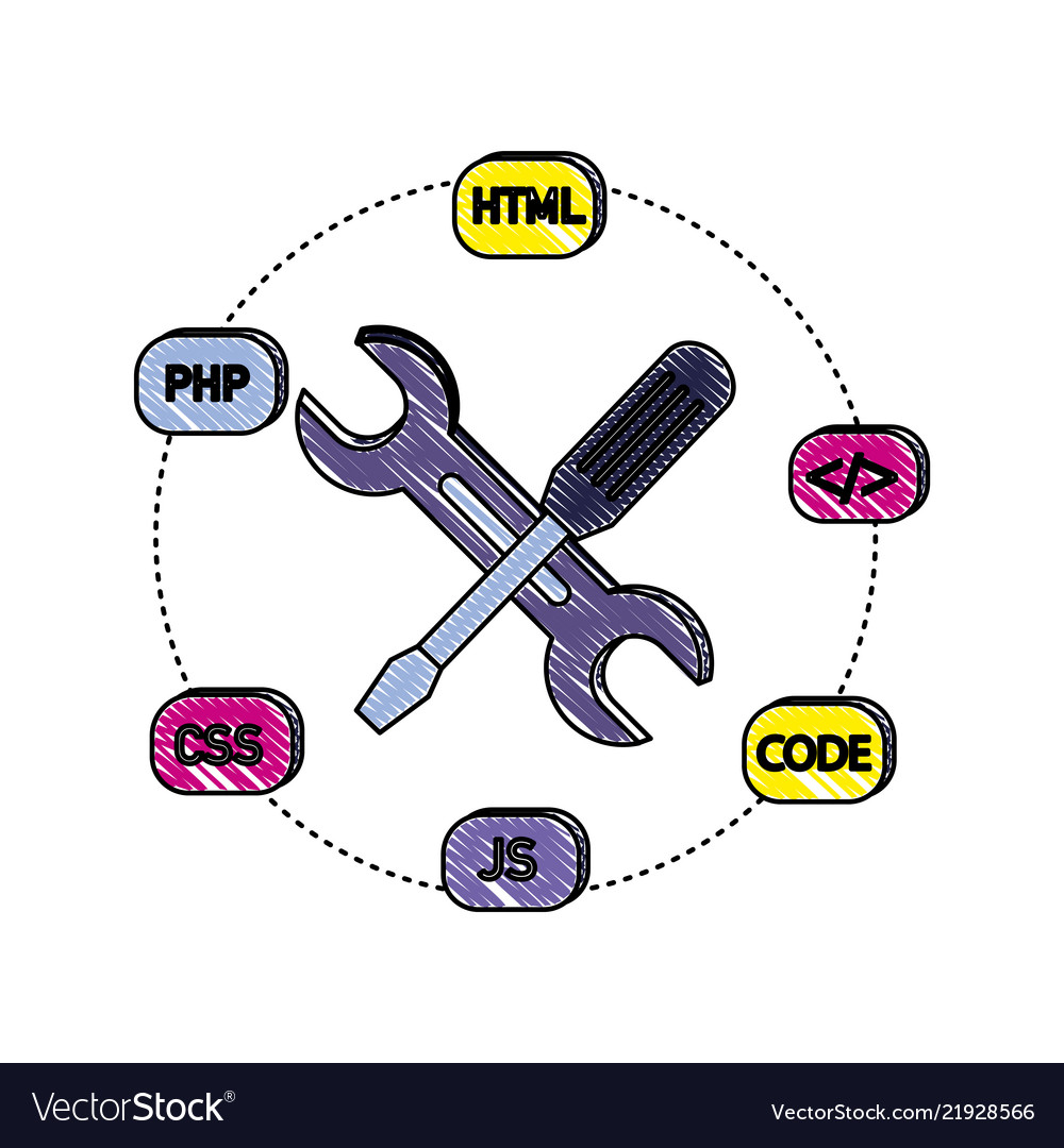 Grated industry equipments and data programing Vector Image