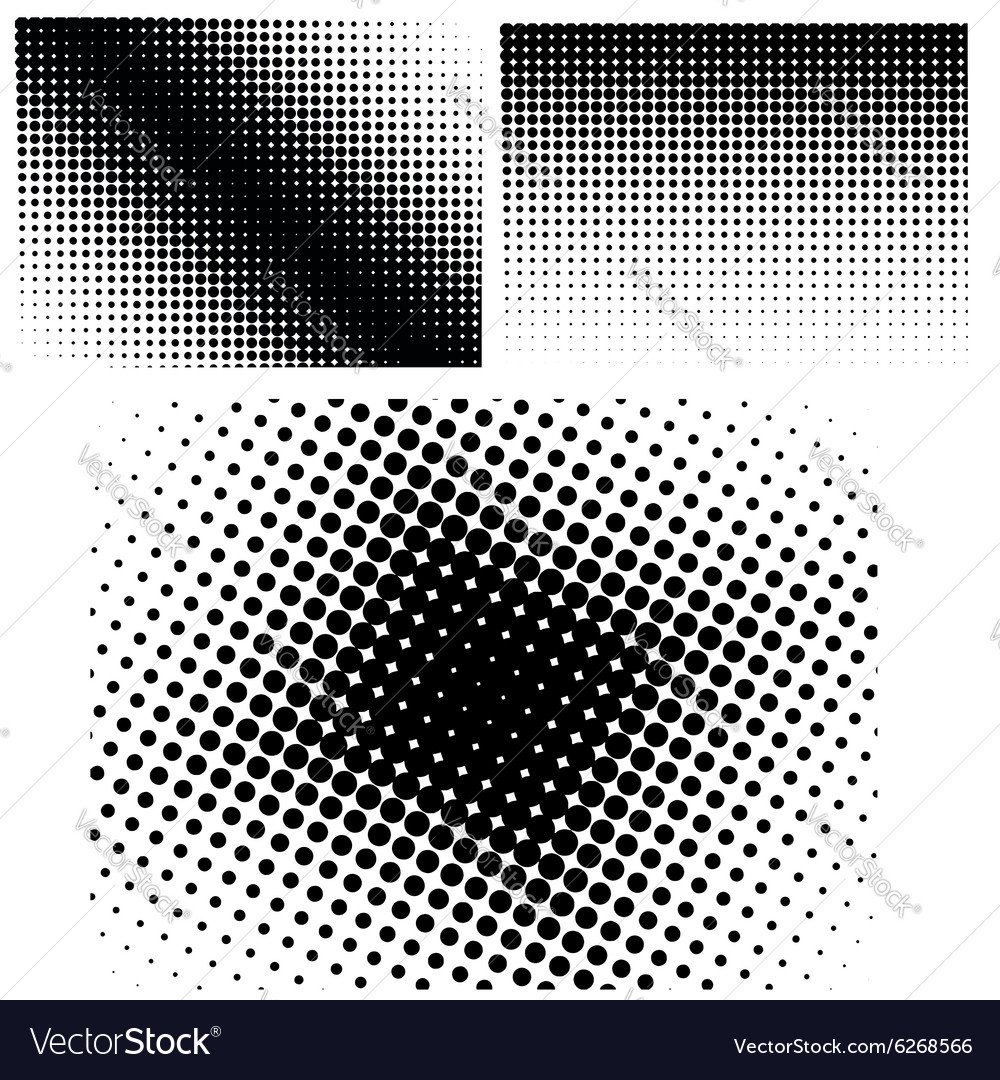 Halftone patterns set of halftones Royalty Free Vector Image