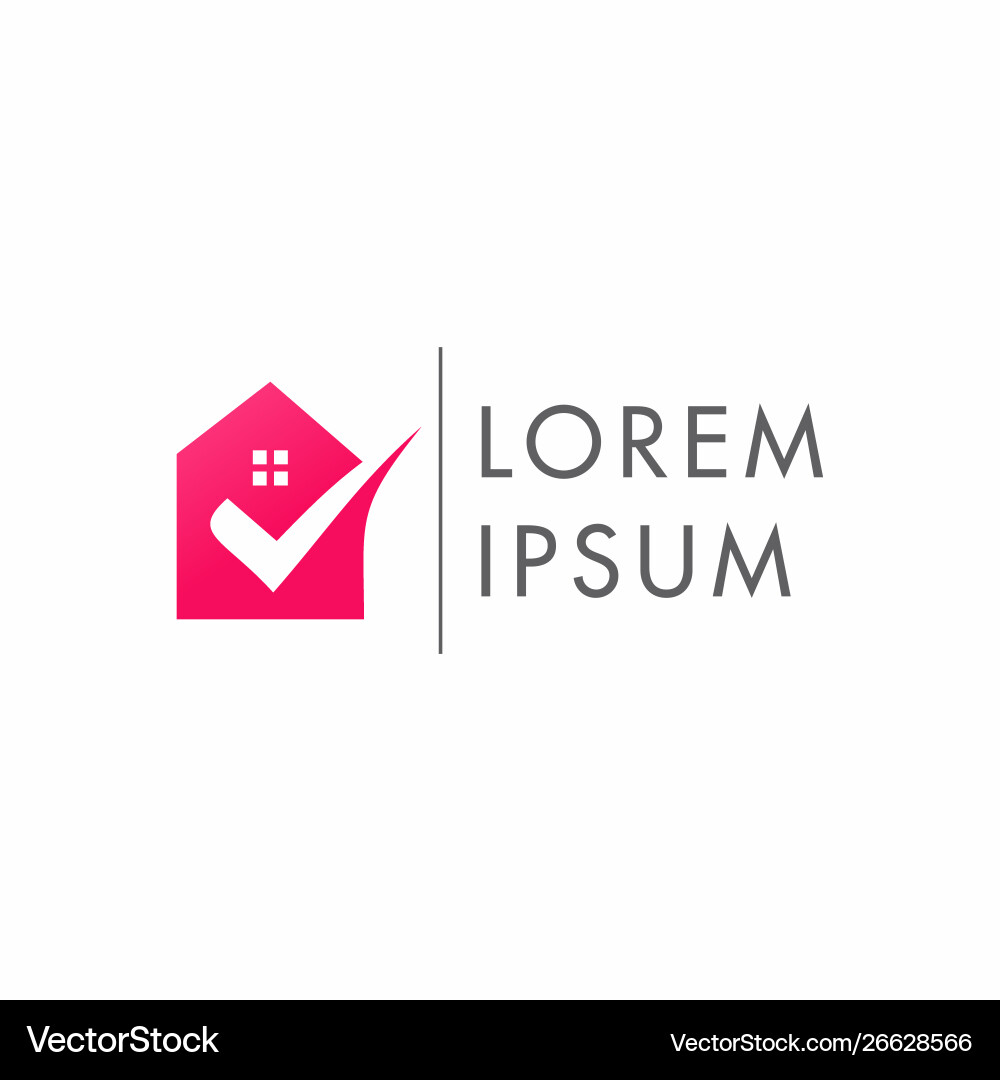 Home logo with check mark logo real estate Vector Image