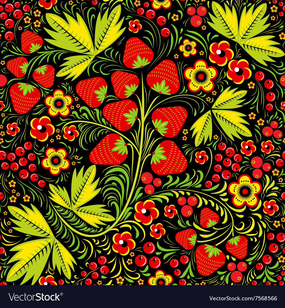 Khokhloma seamless pattern Royalty Free Vector Image