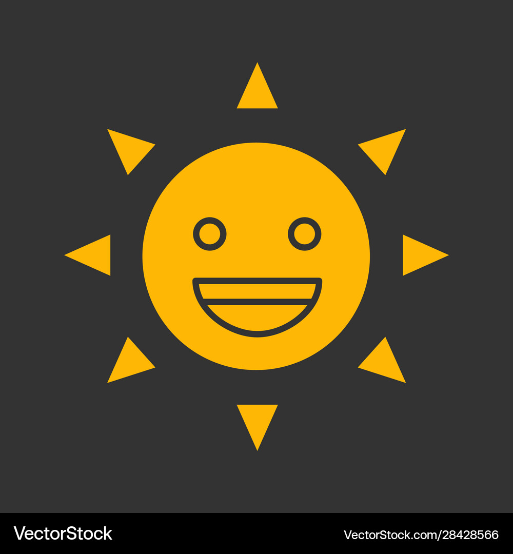 Laughing sun smile glyph color icon Royalty Free Vector