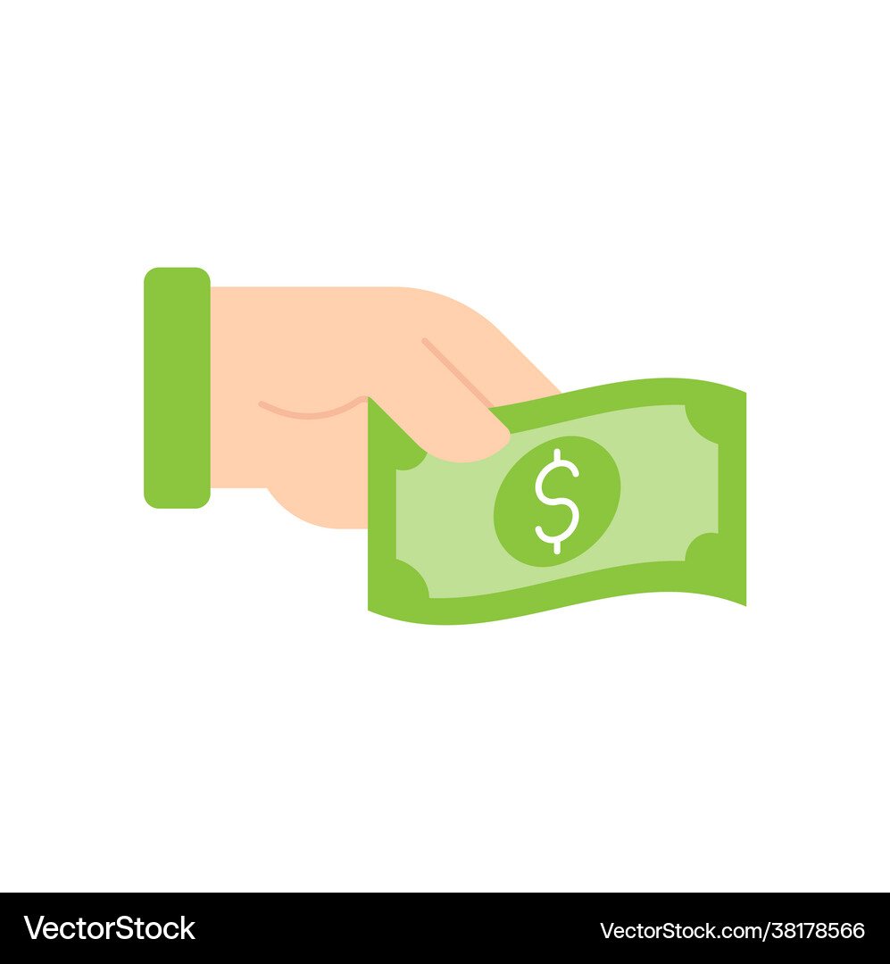 Money with hand icon cash Royalty Free Vector Image