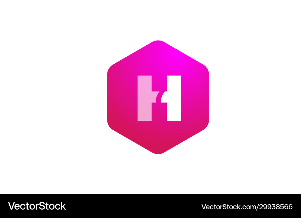 Pink white polygon h alphabet letter logo icon Vector Image