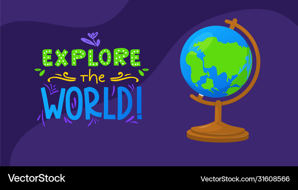 School banner with earth globe and text Royalty Free Vector