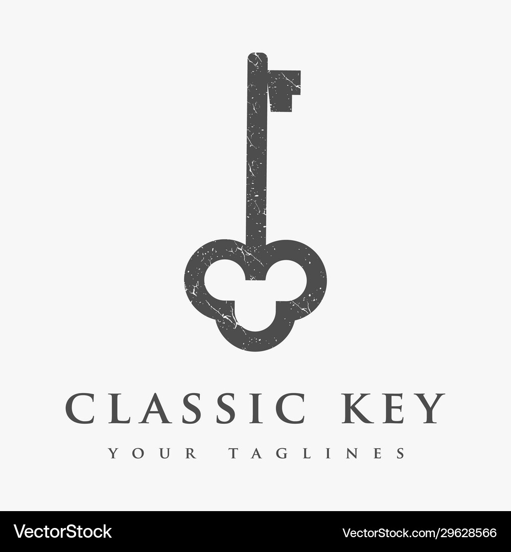 Simple vintage classic key logo Royalty Free Vector Image