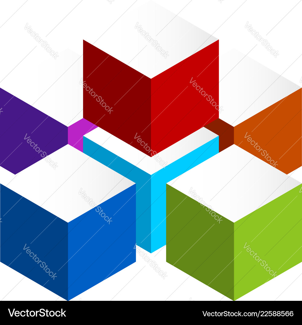 Stacked 3d cubes colorful icon on white isometric Vector Image