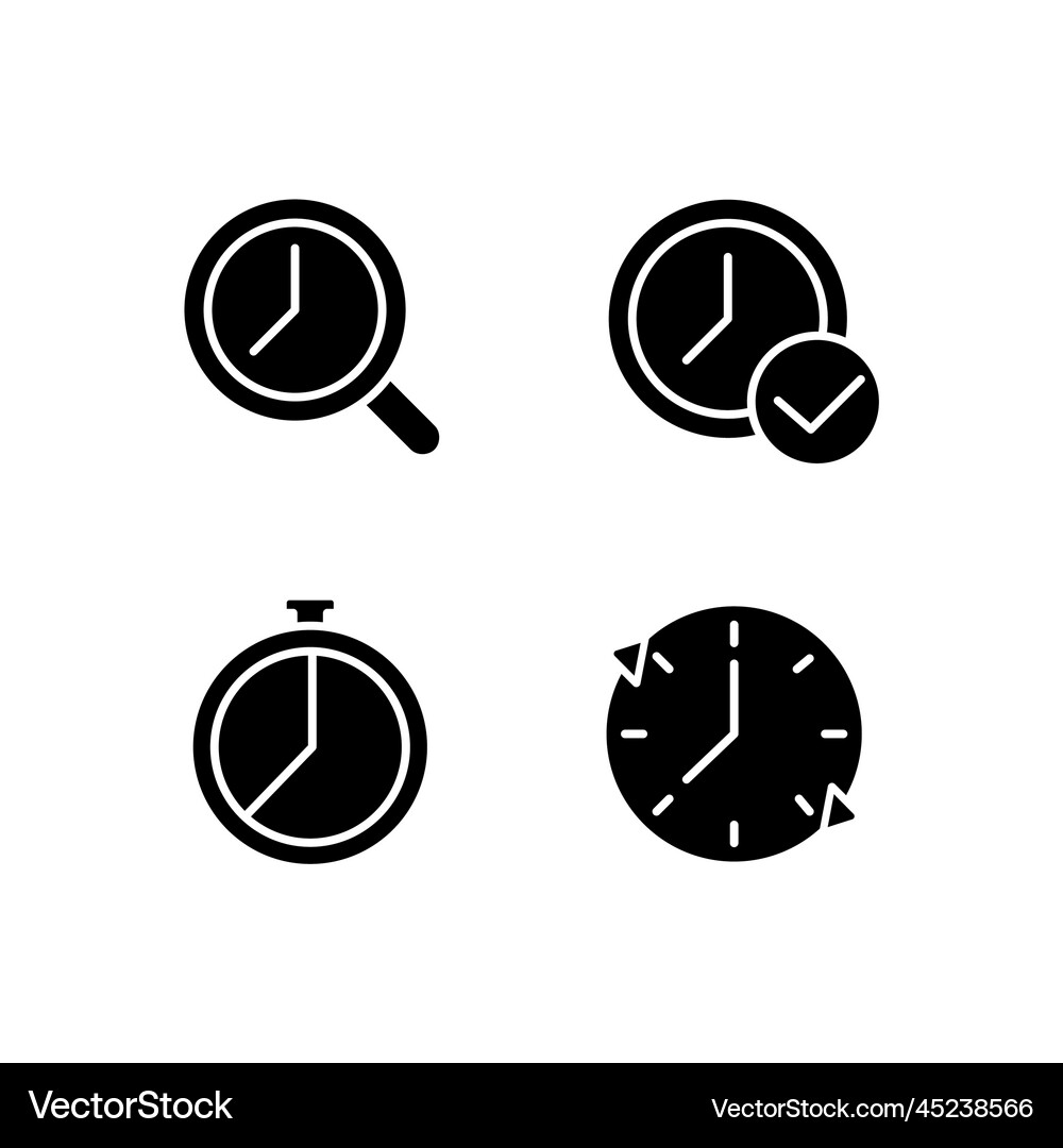 Time management black glyph icons set on white Vector Image