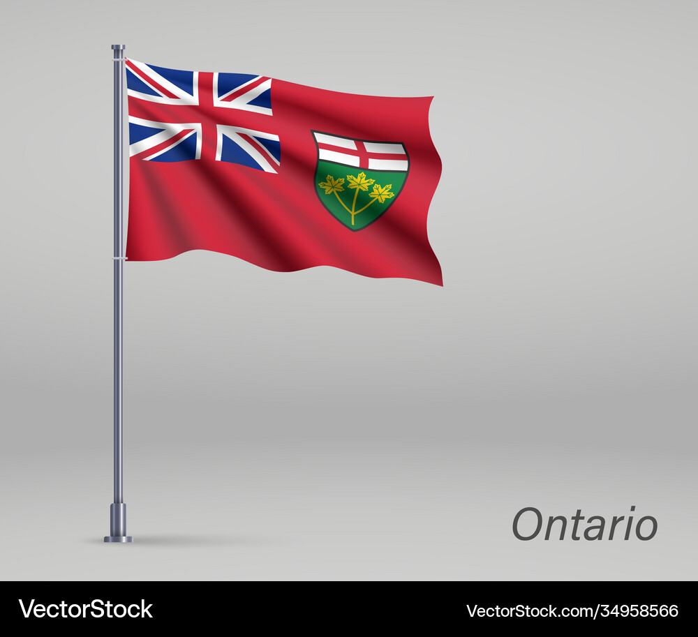 Waving flag ontario - province canada Royalty Free Vector