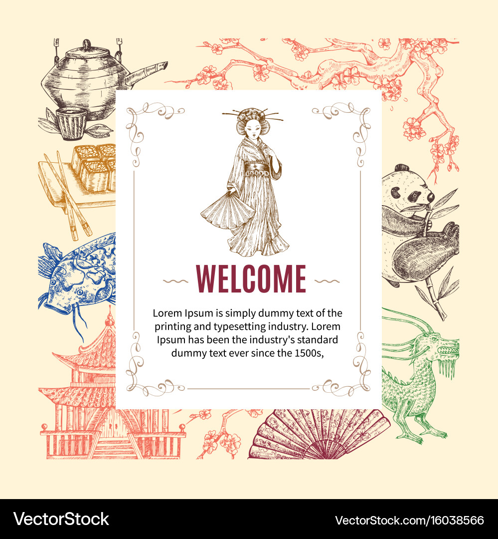 Welcome to asia invitation Royalty Free Vector Image