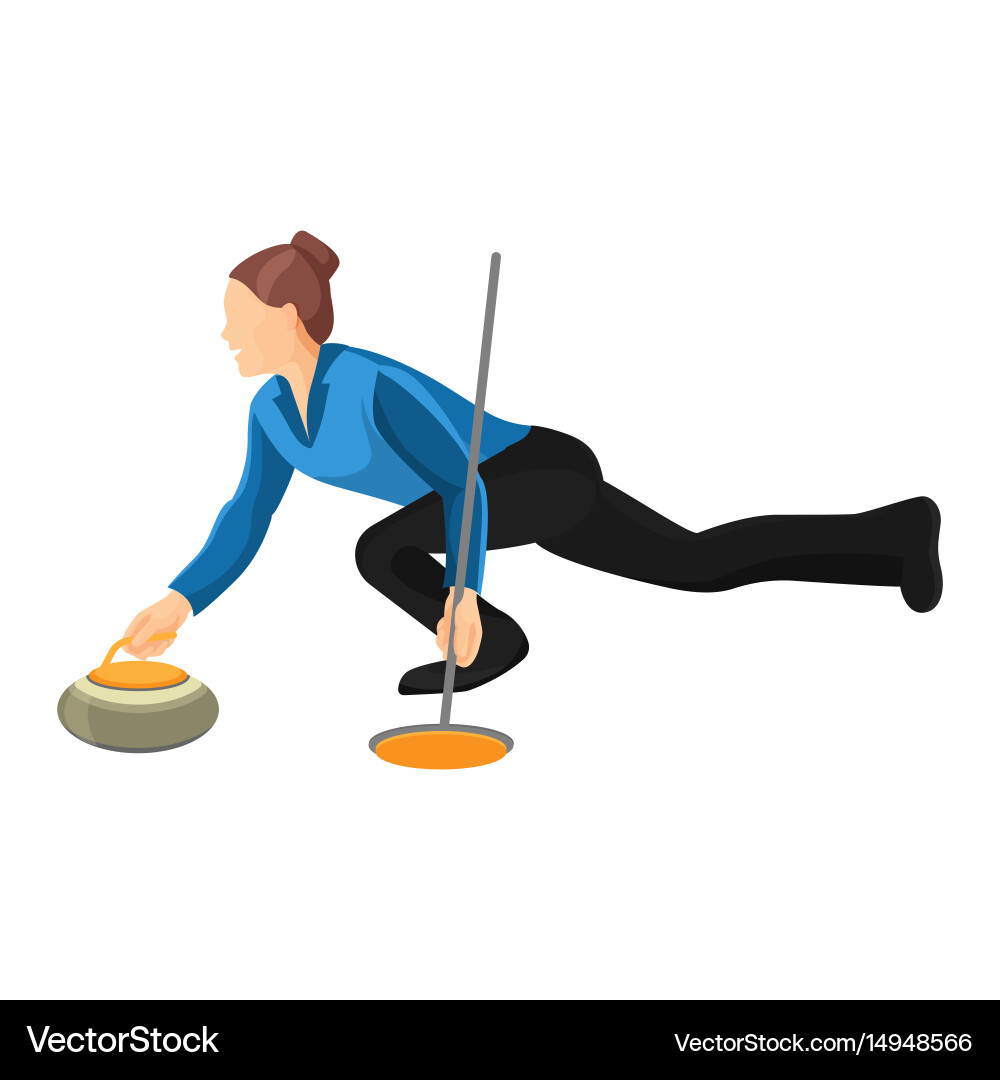 Woman play curling isolated on Royalty Free Vector Image