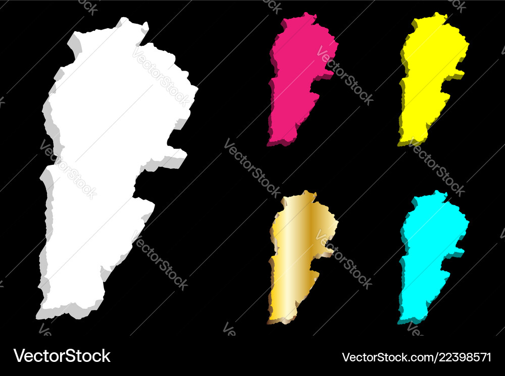 3d map of lebanon Royalty Free Vector Image - VectorStock