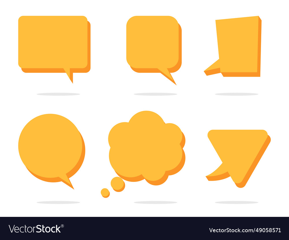 3d speech bubble shapes set cloud square circle Vector Image