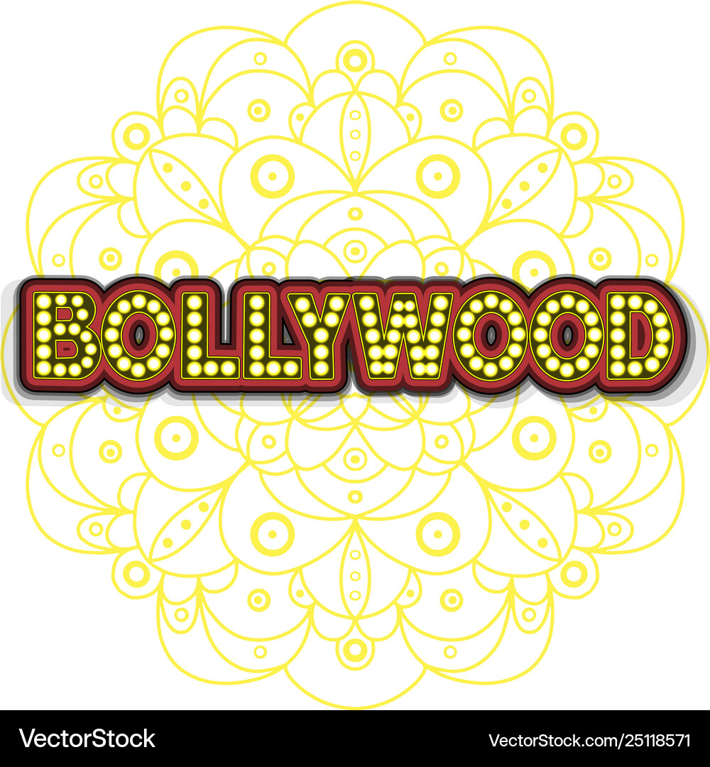 Bollywood indian cinema lettering image Royalty Free Vector
