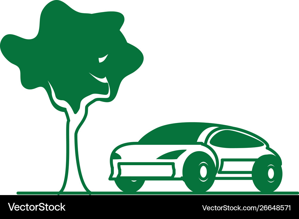 Car sedan transportation with tree plant Vector Image