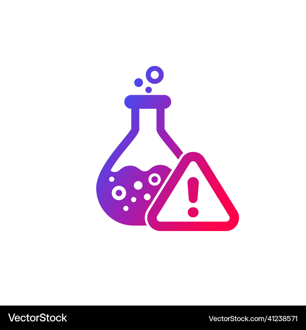 Chemical reaction icon with warning sign Vector Image