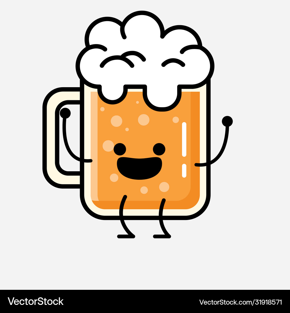 Cute beer mascot character in flat design style Vector Image