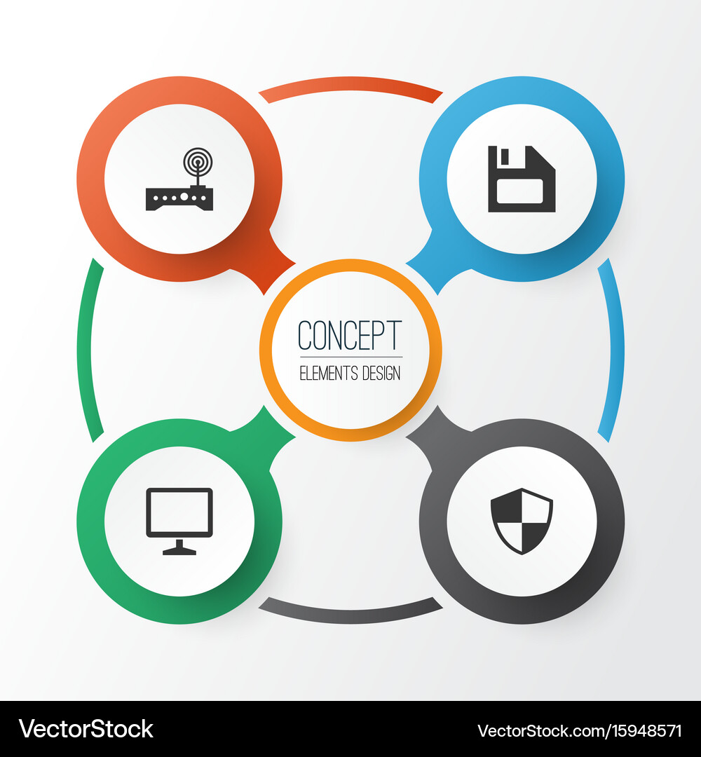 Digital icons set collection of diskette desktop Vector Image